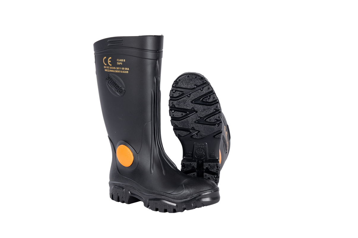 STIMELA HEAVY DUTY + STEEL TOE CAP BLACK GUMBOOT – Deluxe Footwear